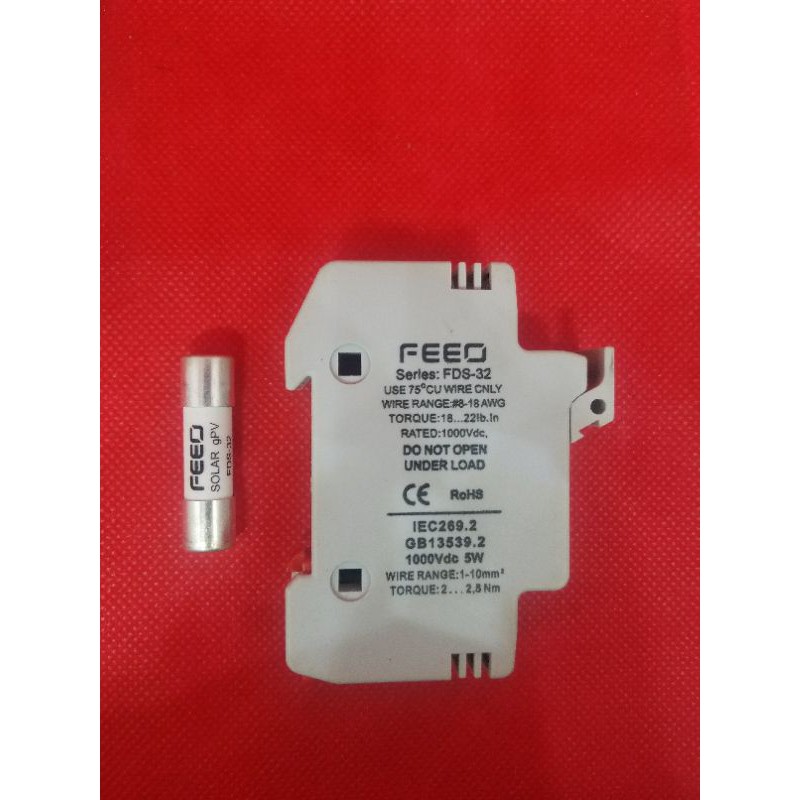 Jual MCB DC fuse link + holder 1000v 15A FDS-32 -FEEO original panel ...