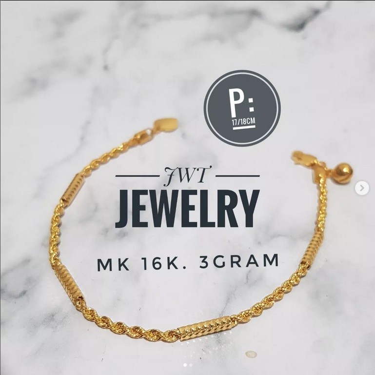 Jual GELANG TANGAN EMAS TAMBANG PLAT TABUNG UKIR KOMBINASI KUNING ...