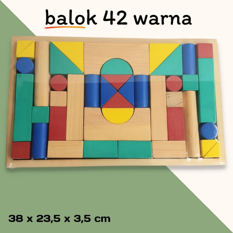 Jual Edutous shop BALOK PINUS ISI 42 mainan edukasi balok kayu menyusun ...