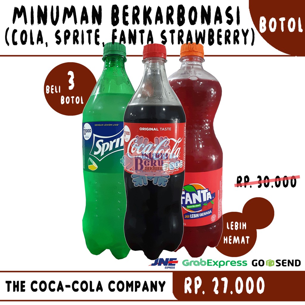 Jual PROMO !!! MIX COCA-COLA, SPRITE, FANTA STRAWBERRY 1L | Shopee Indonesia