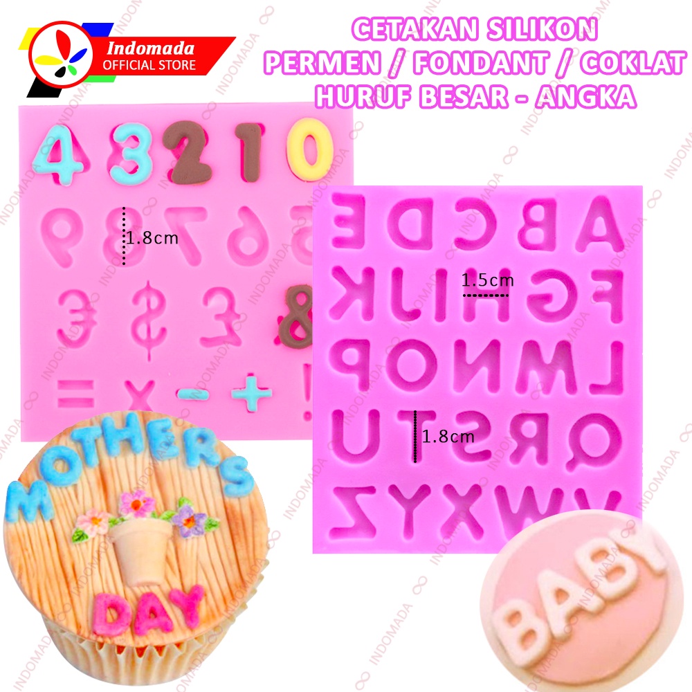Jual Indomada Cetakan Huruf Besar Angka Fondan Silikon Panjang 1.8 cm ...