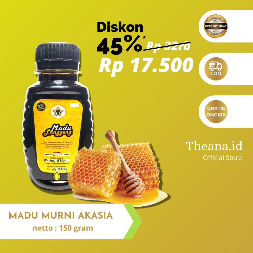 Jual MADU MURNI | MADU AKASIA MURNI 250 ml HERBAL PREMIUM FREE DUS ...