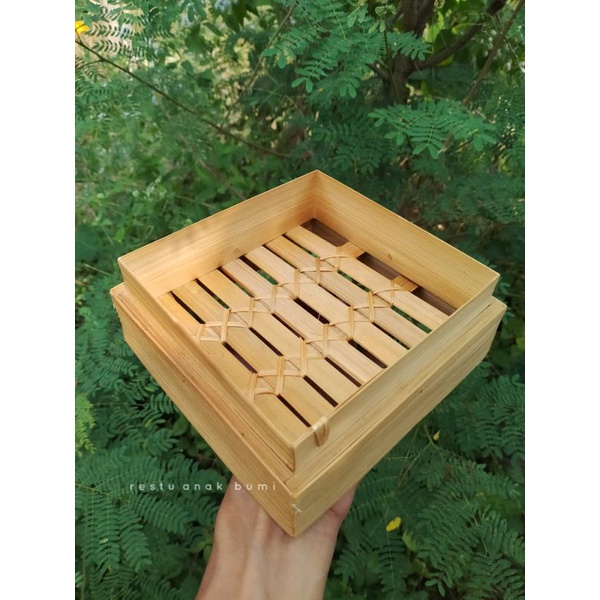 Jual klakat kotak ukuran 15cm wadah saja. tempat dimsum. udang rambutan ...