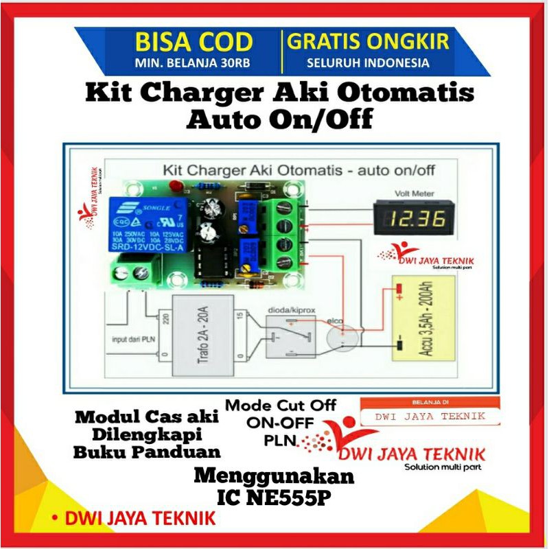 Jual Module Charger Batterai Accu modul Cas Otomatis Aki 12V DC ...