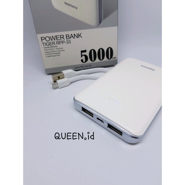 Jual Powerbank REMAX 5000 mAh RPP-33 - Power Bank Remax TIGER 5000mAh ...