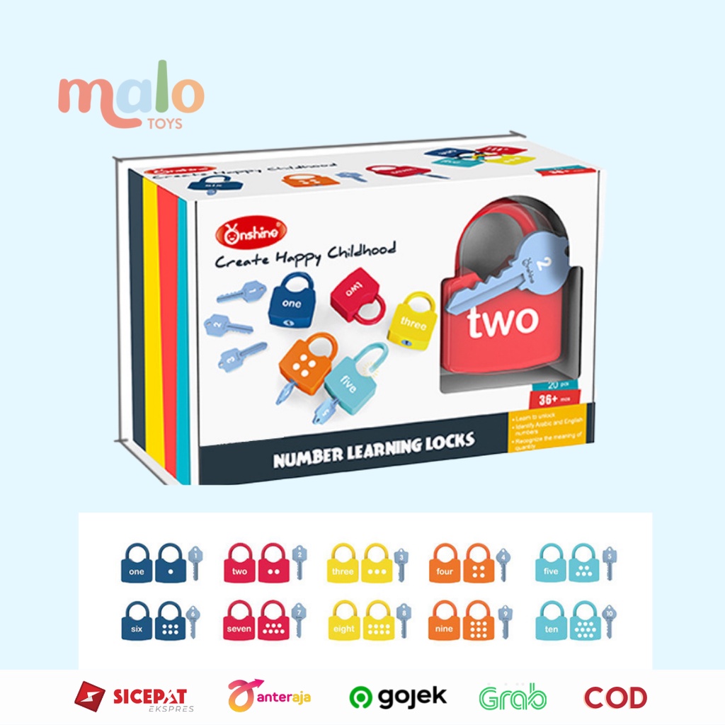 Jual MALOTOYS - Onshine Lock Matching Number Learning Locks Match ...