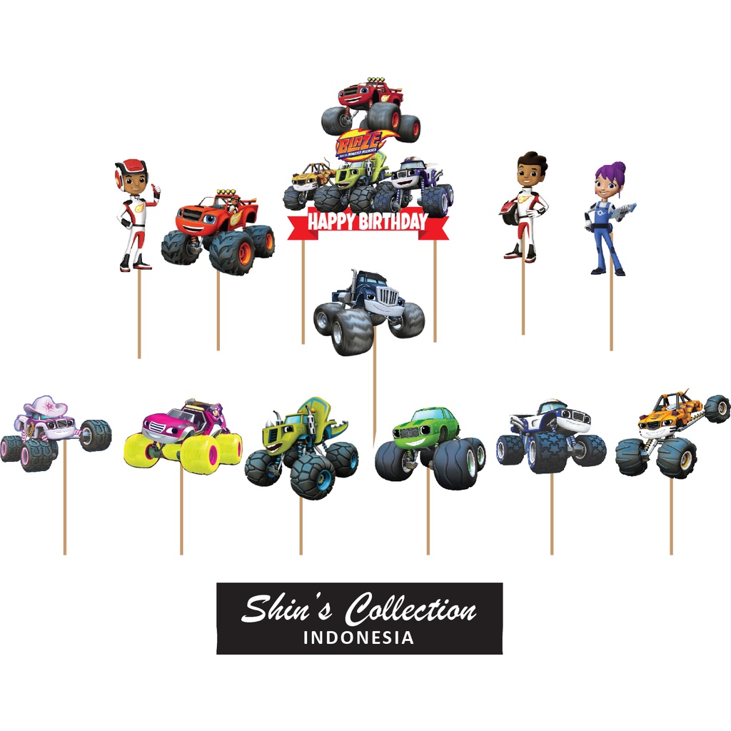 Jual Cake Topper Blaze and the monster machine 1 set isi 12 pcs ...