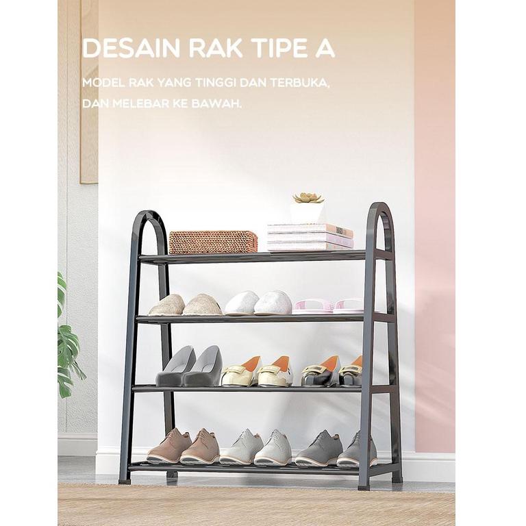Jual Harga Murah Rak sepatu / sendal shoe rack rangka baja 4 tingkat ...