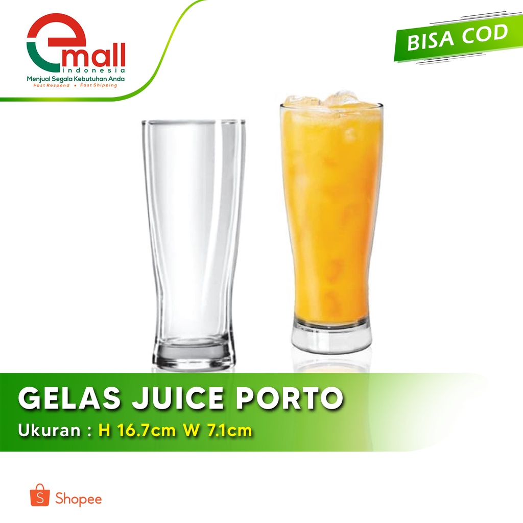 Jual GELAS PORTO 6 PCS - Gelas Tinggi Kaca Tebal / Milkshake Jus Susu ...