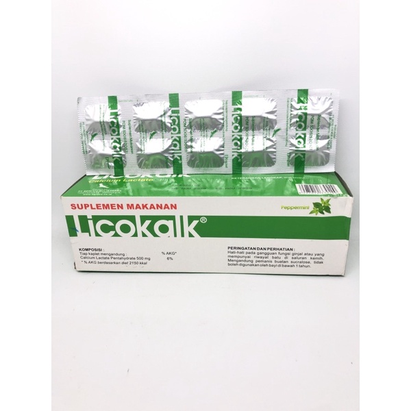 Jual Licokalk Kaplet Memenuhi Kebutuhan Kalsium Isi 1 Strip @10 Kaplet ...