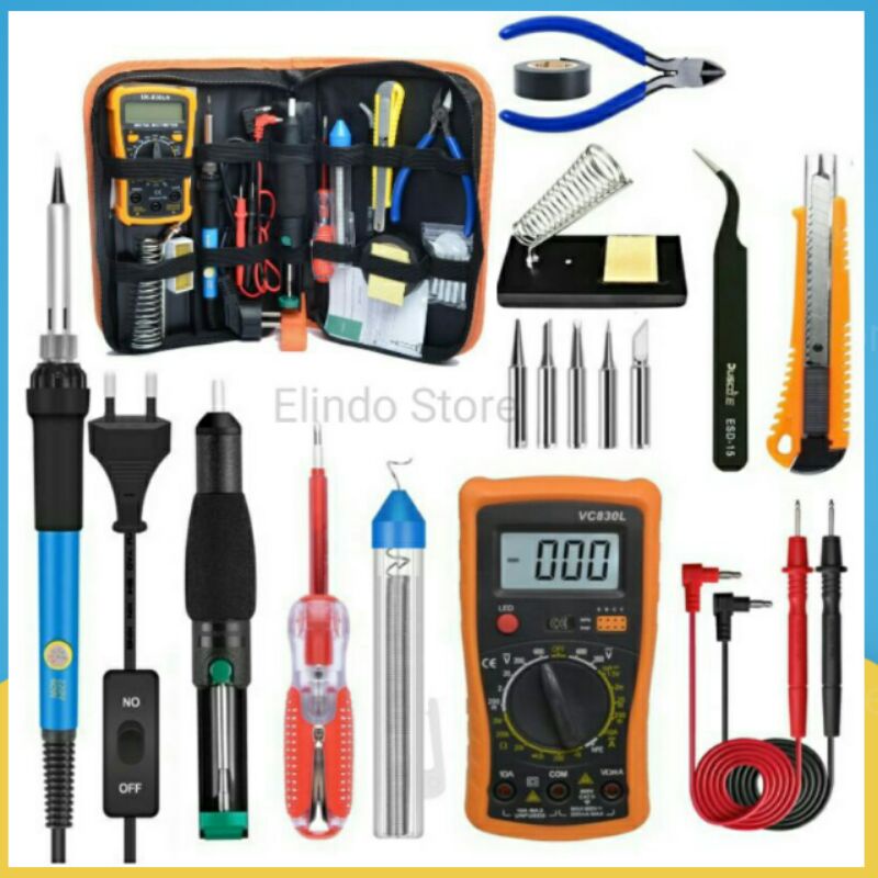 Jual Paket Alat Solder Listrik Set Lengkap Soldering Iron Tool Kit 220V-110V 60 Watt Indonesia ...