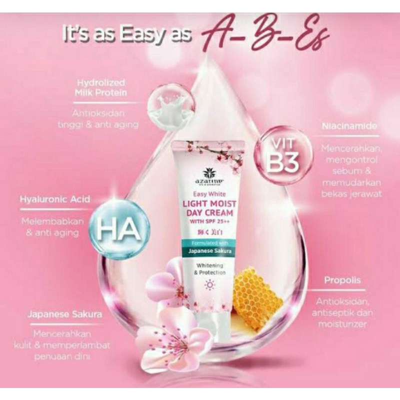 Jual AZARINE EASY WHITE LIGHT MOIST DAY CREAM SPF 25++ 20ML | Shopee ...