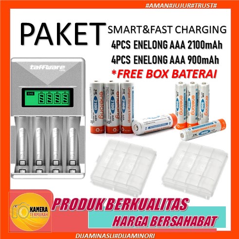 Jual Baterai Rechargeable AA AAA + Charger Fast Charging + Case ...