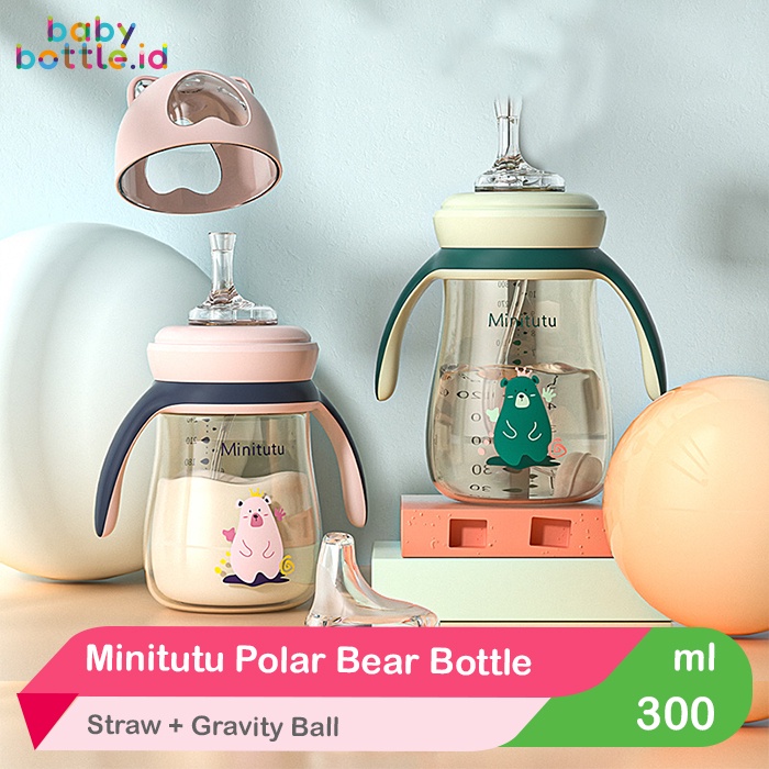 Jual MINITUTU POLAR BEAR PPSU | STRAW GRAVITY BALL | Anti Kolik 300 ml BPA Free | Shopee Indonesia
