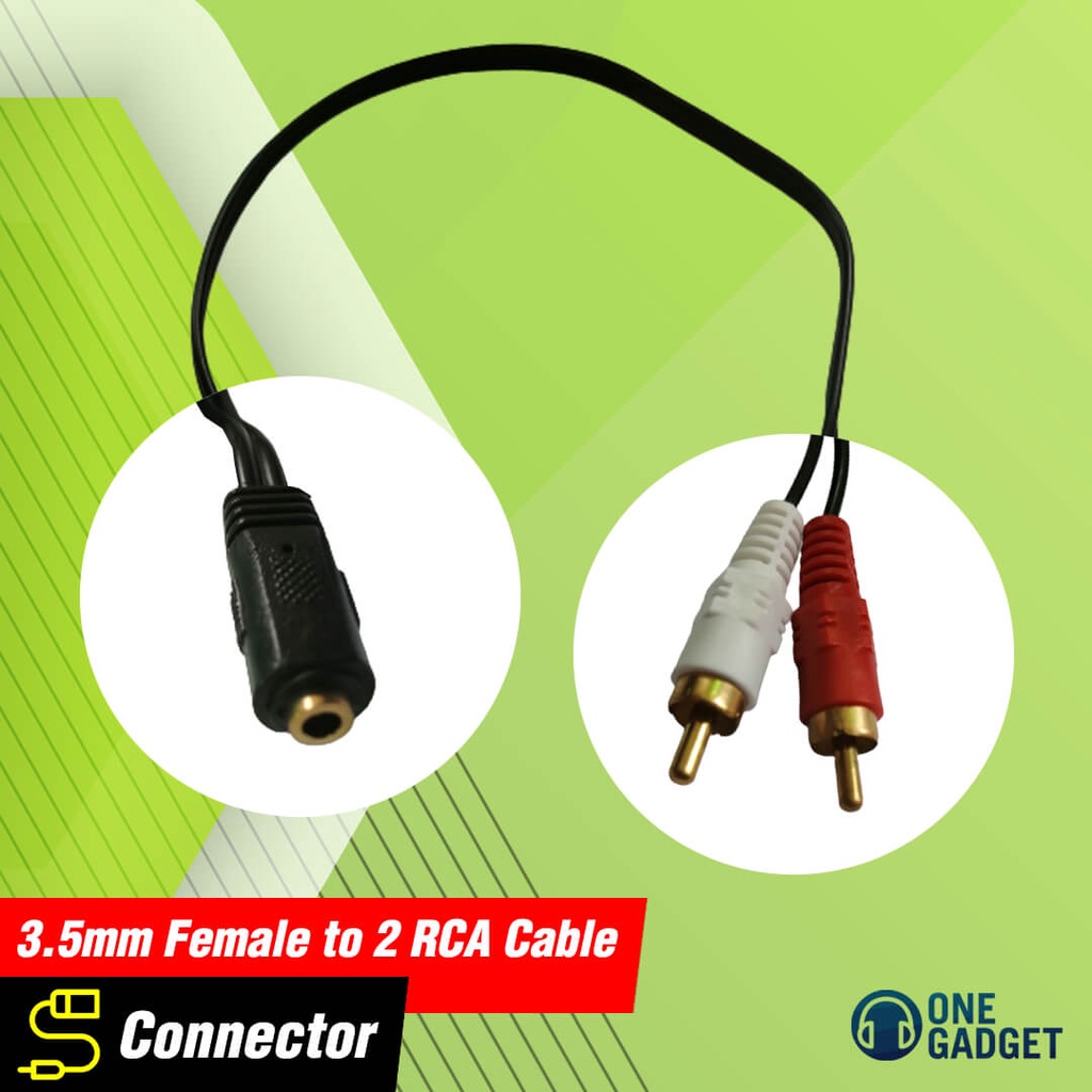 Jual Kabel Konverter Aux Audio 3.5mm Female to 2 RCA Male Converter ...