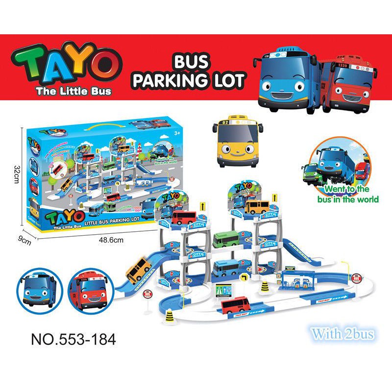 Jual TAYO LITTLE BUS PARKING LOT TRACK MENARA PARKIR BERTINGKAT UKURAN BESAR + 2PCS BIS MAINAN ...