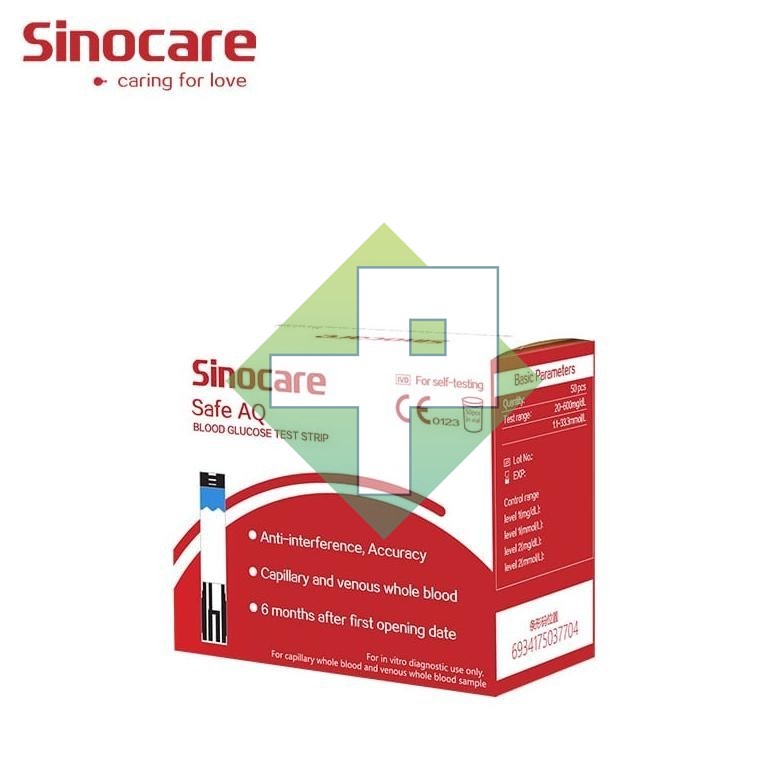 Jual Sinocare Safe Stip AQ Smart Strip Uji Gula Darah / 1 Box isi 50 ...