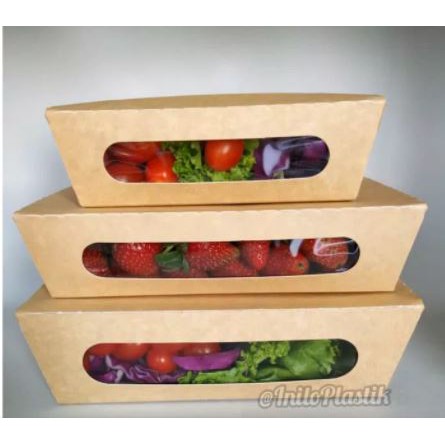 Jual Food Grade Brown Kraft Paper Lunch Box (XL) / Paper Box Windows @25 pcs | Shopee Indonesia