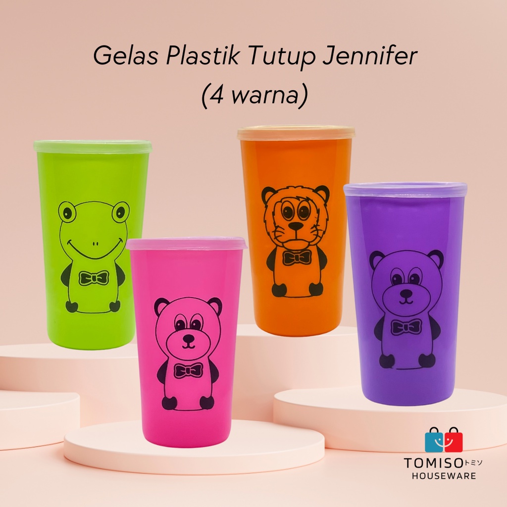 Jual GELAS PLASTIK TUTUP JENNIFER 450ml Warna | Gelas Portable Tumblr ...