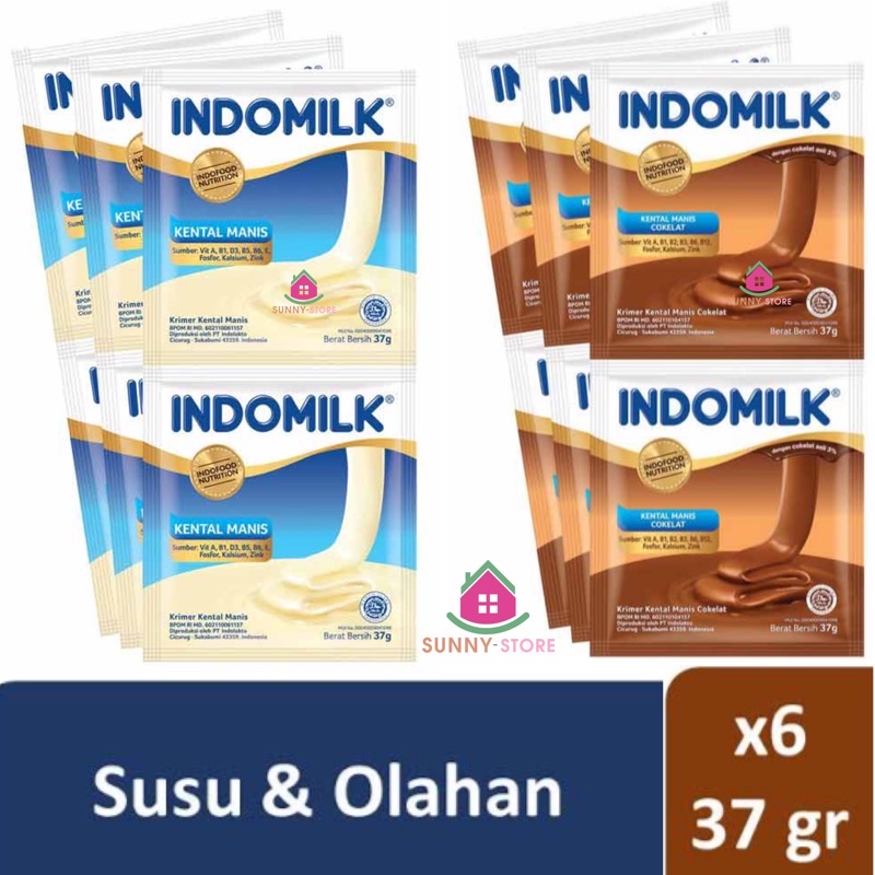 Jual Indomilk Kental Manis Putih Coklat Sachet 6x37gr SKM Susu Kental ...