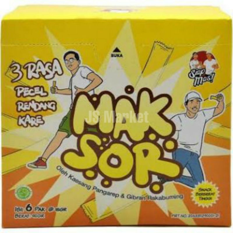 Jual MAK SOR SNACK 3 RASA 6 x 15 GR KAESANG DAN GIBRAN | Shopee Indonesia