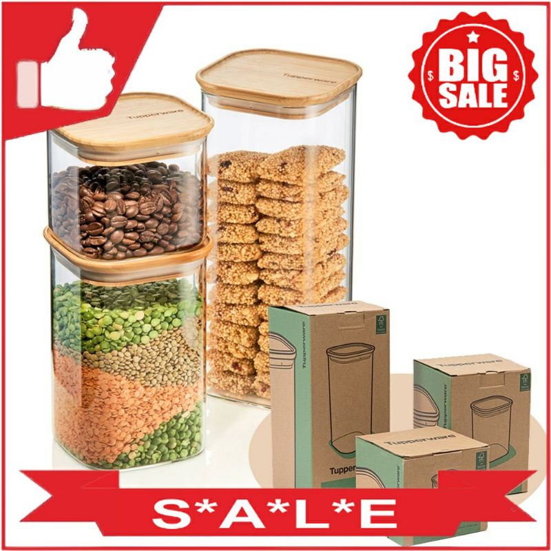 Jual BIG SALE !!! BAMBOO CLEAR STORAGE JAR - TOPLES KACA PREMIUM ...