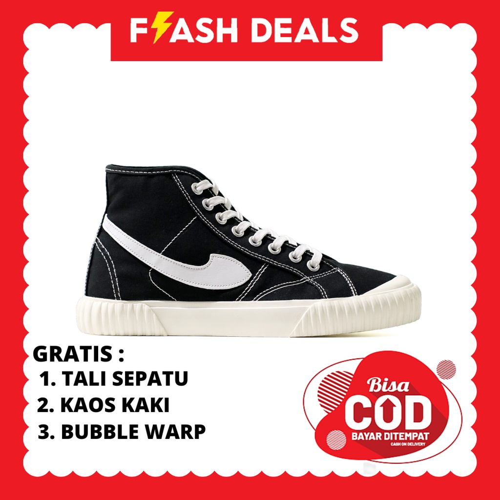 Jual ORIGINAL 100% Sepatu Lokal Kasual Pria Wanita No Brand Black White ...