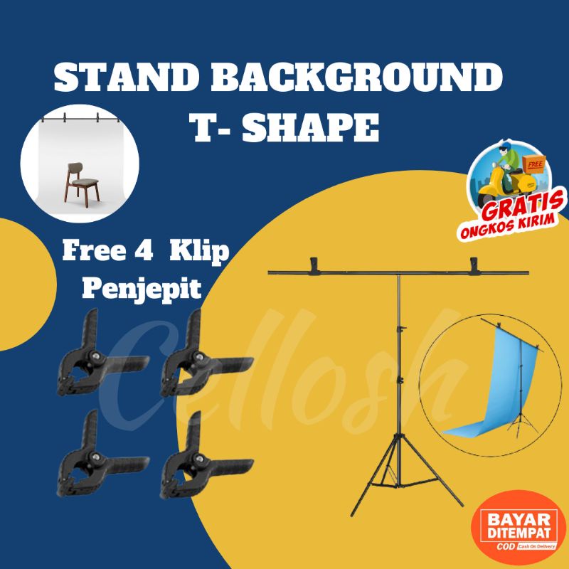 Jual Tripod Stand T-Shape Bracket Stand Backdrop Background Tiang Latar ...