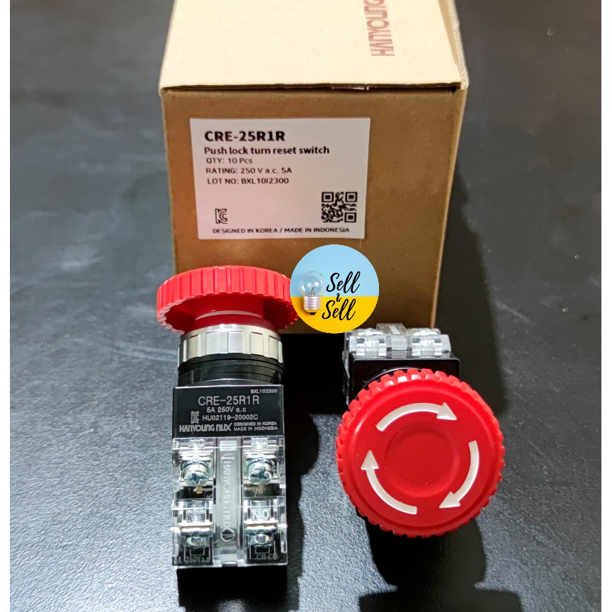 Jual Emergency Stop Push Button Hanyoung Nux CRE-25R1R / Turn Reset Button Hanyoung CRE25R1R ...