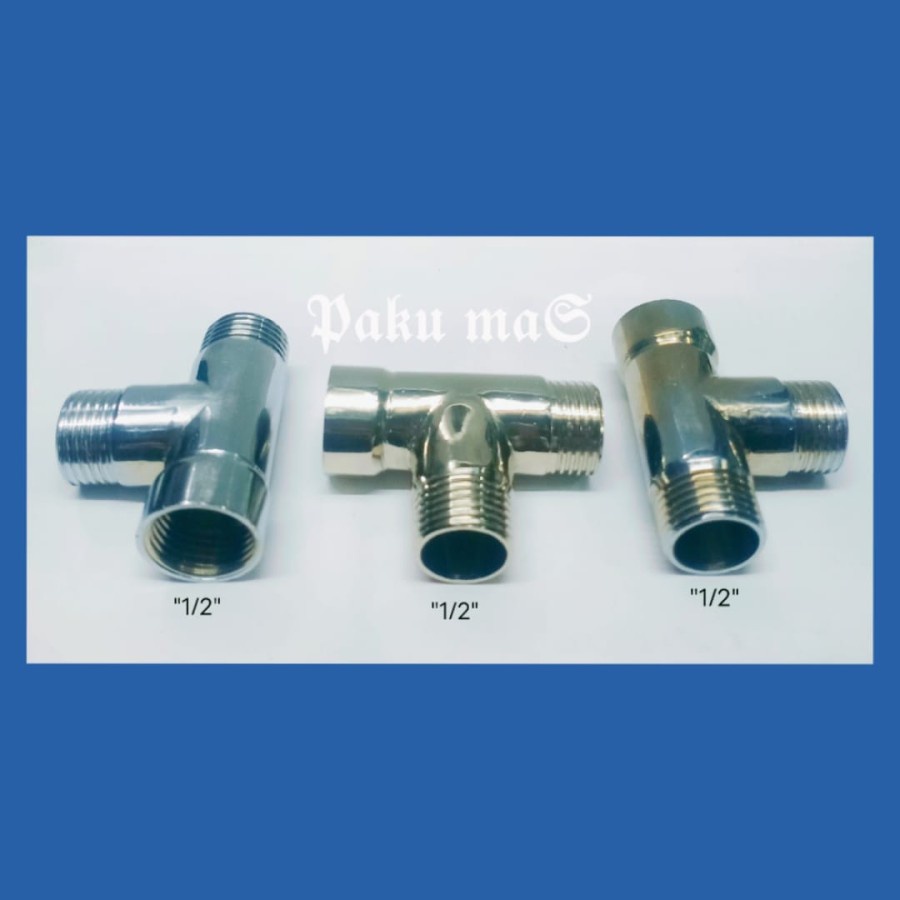 Jual tee shower tee kloset chrome ukuran 1/2 inch | Shopee Indonesia