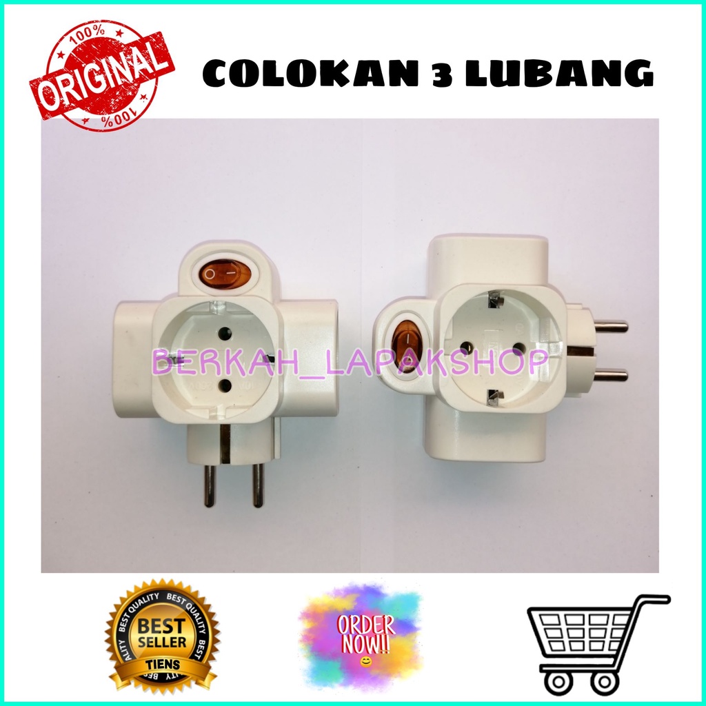 Jual Colokan stop kontak listrik 3 lubang ada tombol on/off NEW ...