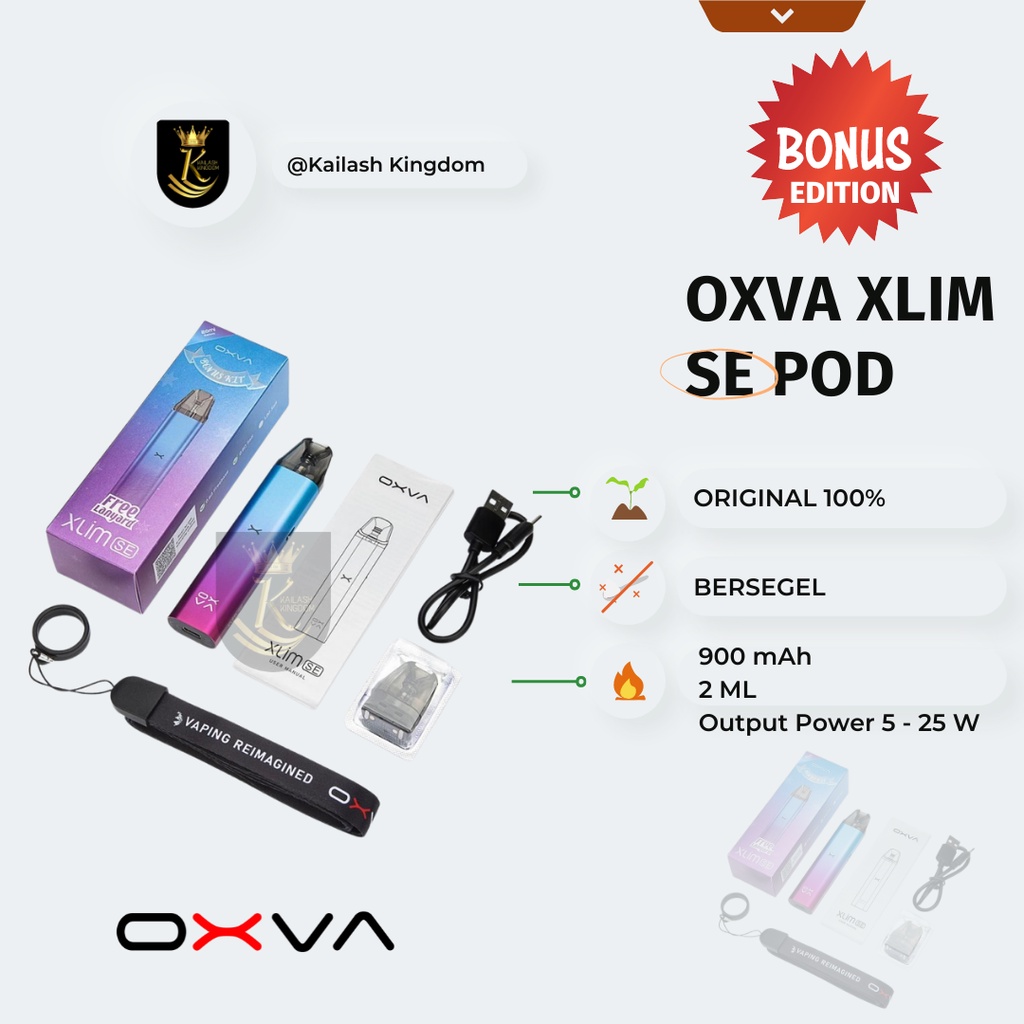 Jual Oxva Xlim SE BONUS Edition Pod System Kit 900 mAh by OXVA ORIGINAL ...
