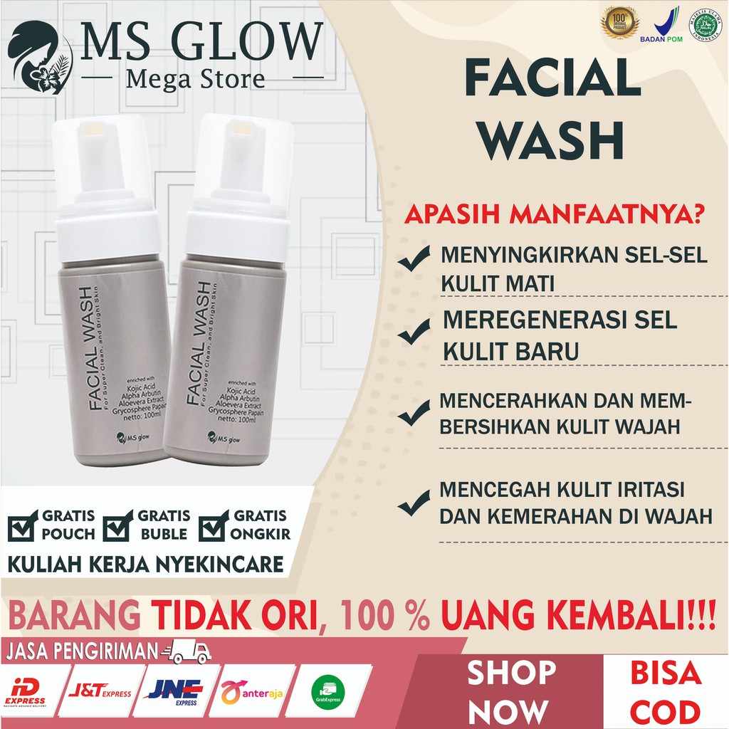 Jual Ms Glow Facial Wash Sabun Pencerah Wajah Sabun Muka Sabun Cuci ...