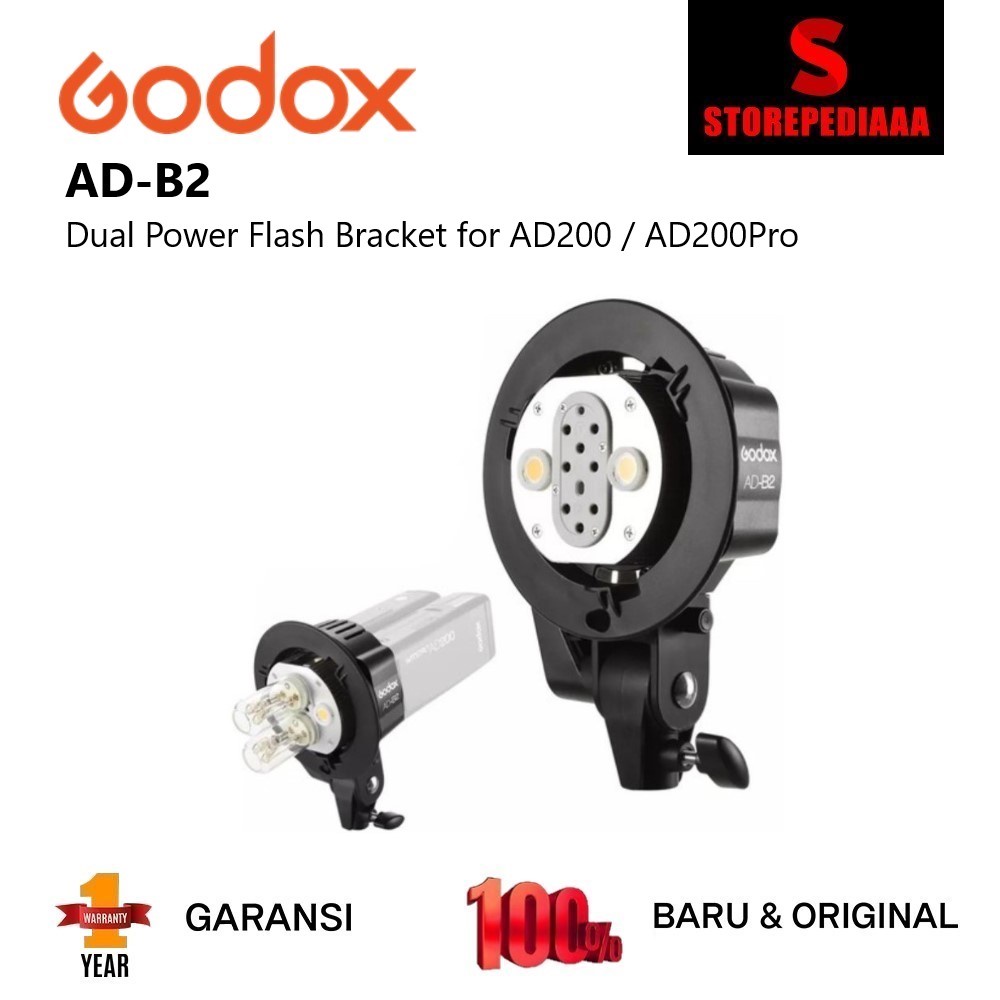 Jual Godox AD-B2 Dual Power Flash Head Bracket for AD200 AD200Pro ADB2 ...