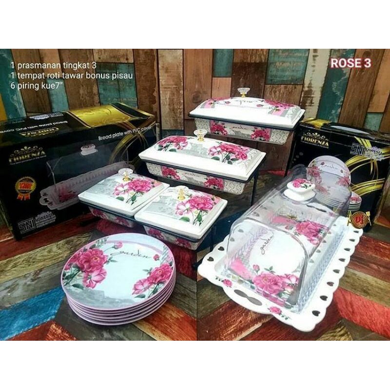 Jual Paket Tempat Lauk Tingkat 3, Tempat Roti Tawar, dan Piring Kue ...