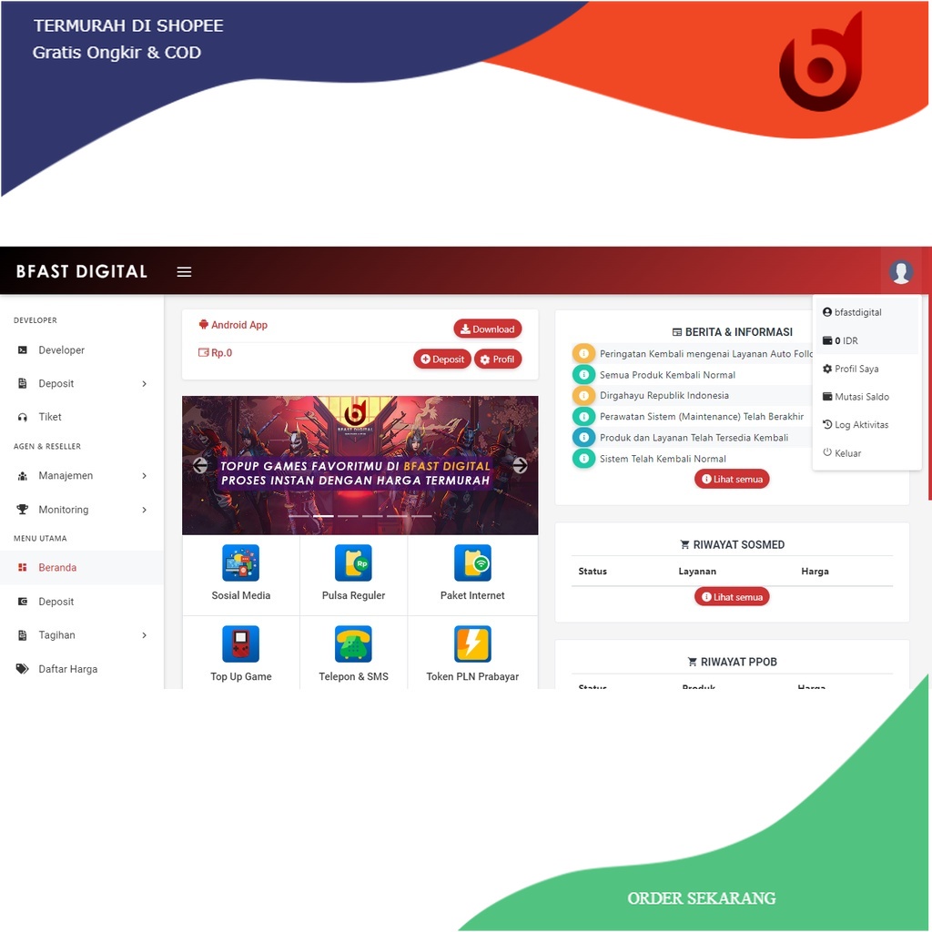 Jual Source Code Script Panel SMM & PPOB Otomatis Oper Pembayaran Otomatis | Shopee Indonesia