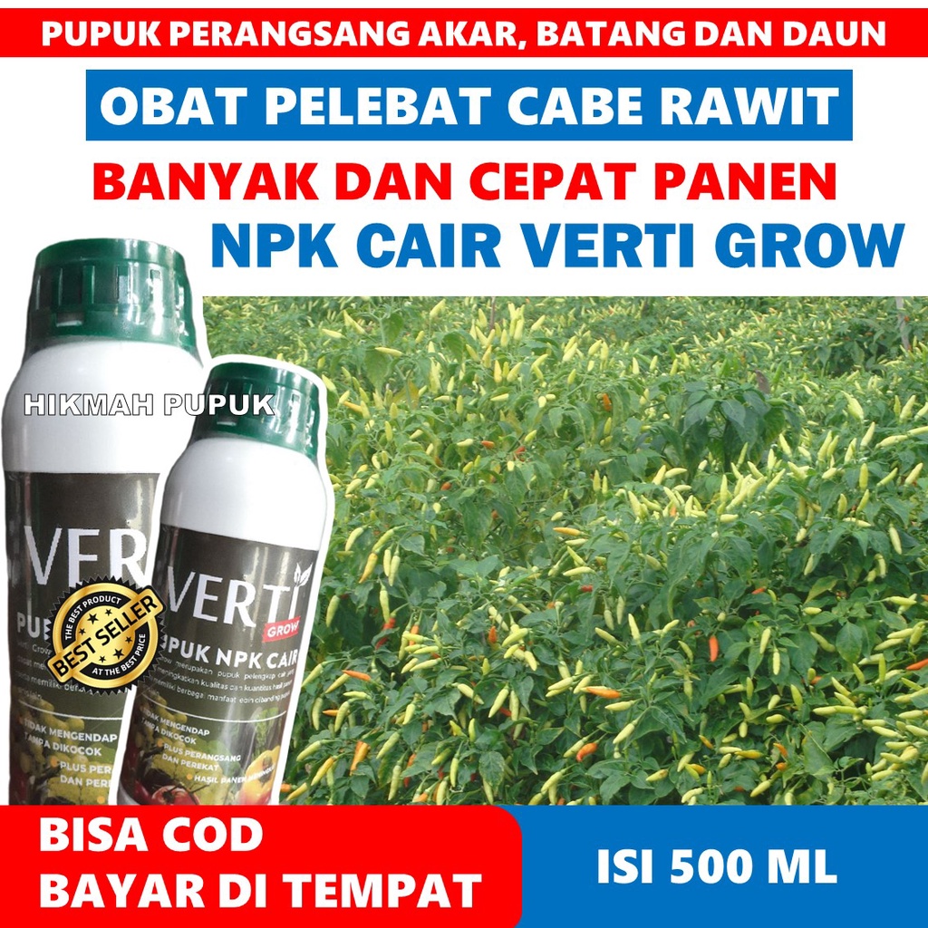 Jual (PELEBAT CABE RAWIT) VERTI-GROW 500 ML MELEBATKAN CABE RAWIT, PADI, KACANG PANJANG - Pupuk ...