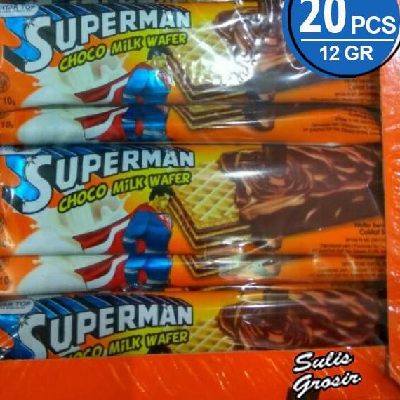 Jual TERTINGGI SUPERMAN Choco Milk Wafer Jadul Salut Coklat Susu Isi 13 ...