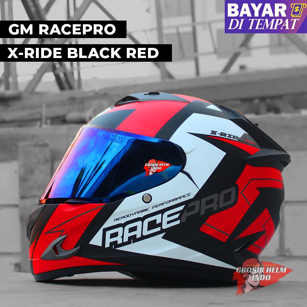 Jual Helm GM Race Pro Black Red doff Original GM RACER X RED DOFF ...