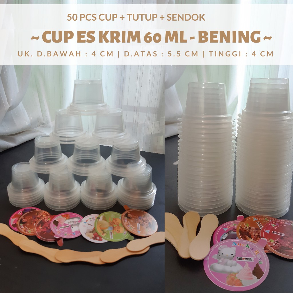 Jual ANEKA GELAS CUP PLASTIK / HARGA CUP ICE KRIM / CUP ES KRIM BENING ...