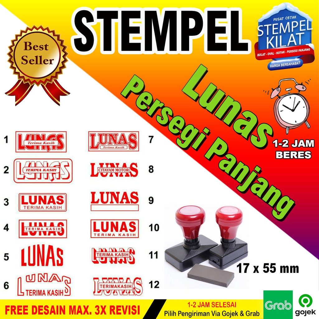 STEMPEL LUNAS OTOMATIS 1 WARNA MURAH AWET | Shopee Indonesia