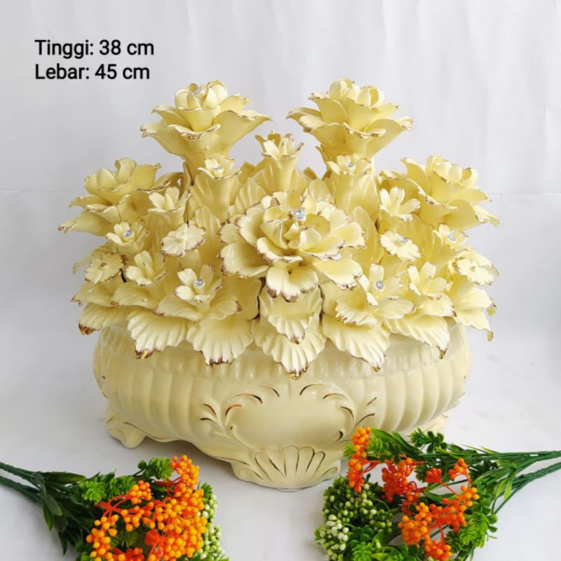 Jual Bunga keramik italy cream | Shopee Indonesia