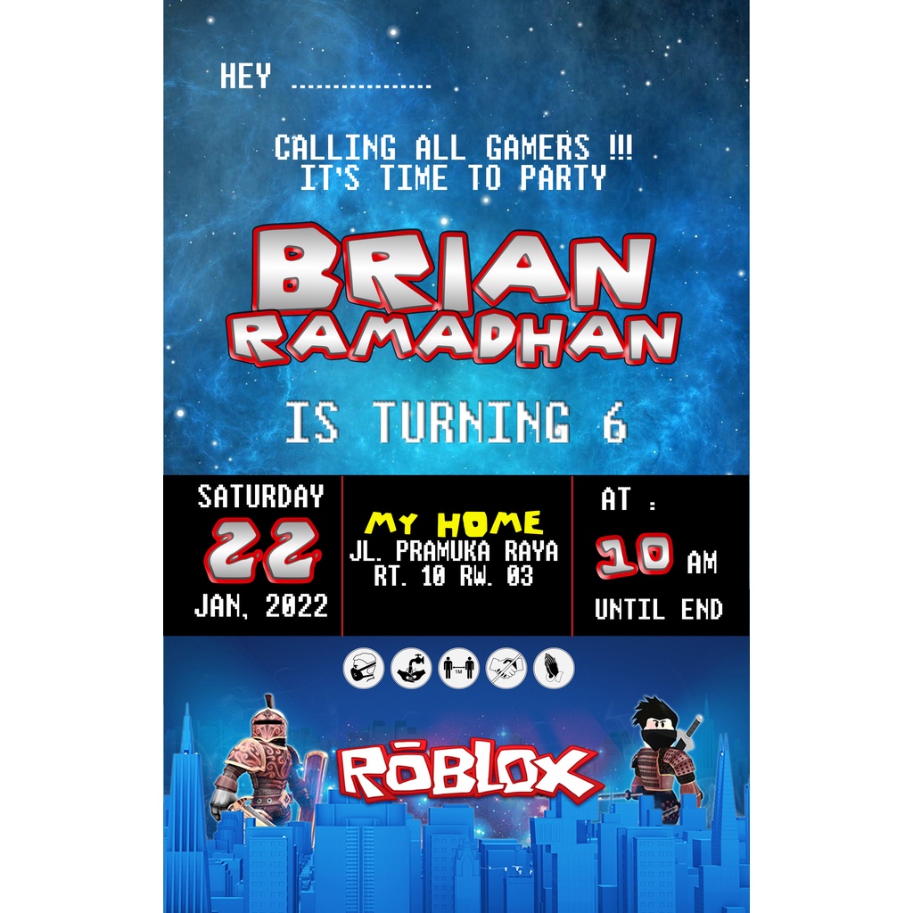 Jual AFY Undangan Kartu Undangan Ulang Tahun Anak Tema Roblox ...