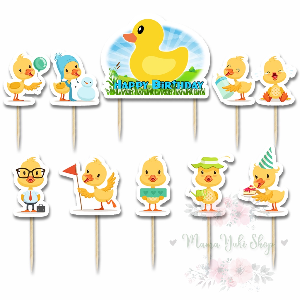 Jual Topper Cake Hiasan Kue Ulang Tahun motif Duck Cute Bebek | Shopee ...