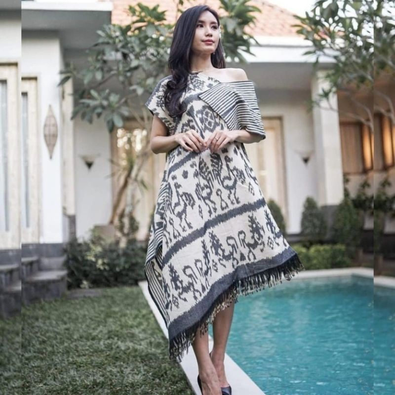 Jual midi dress tenun dress serong dress batik ethnic sumba | Shopee Indonesia