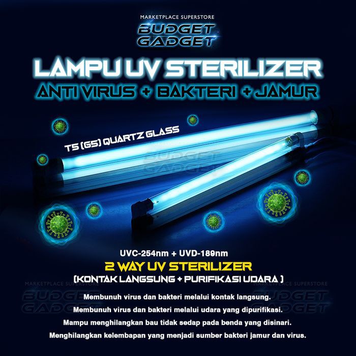 Jual Lampu UV Sterilizer Lampu Ultraviolet Anti Virus Bakteri Lampu disinfektan alternatif 8W ...