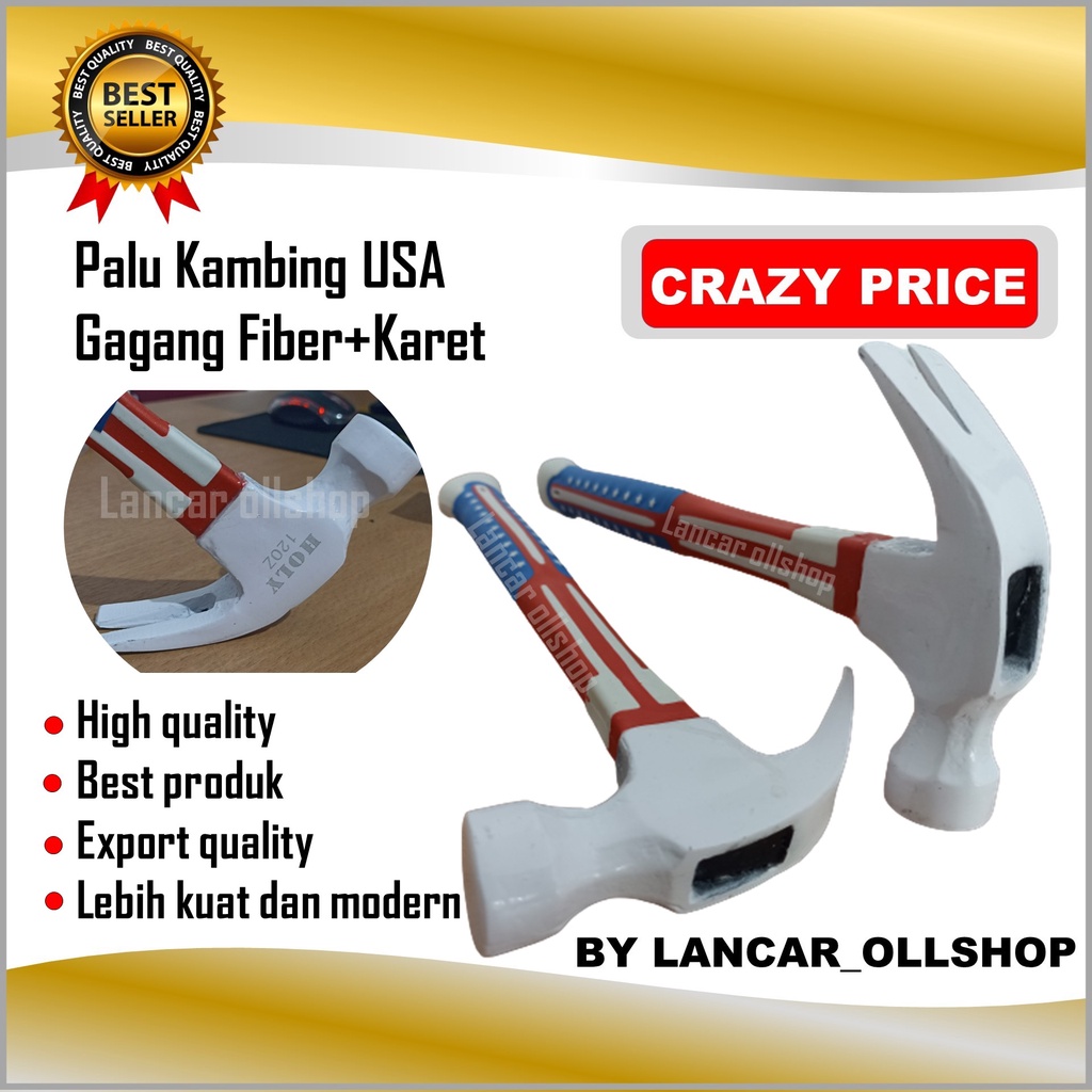 Jual Palu Kambing Besi Martil Pencabut Paku Polos Gagang Fiber Lapis ...