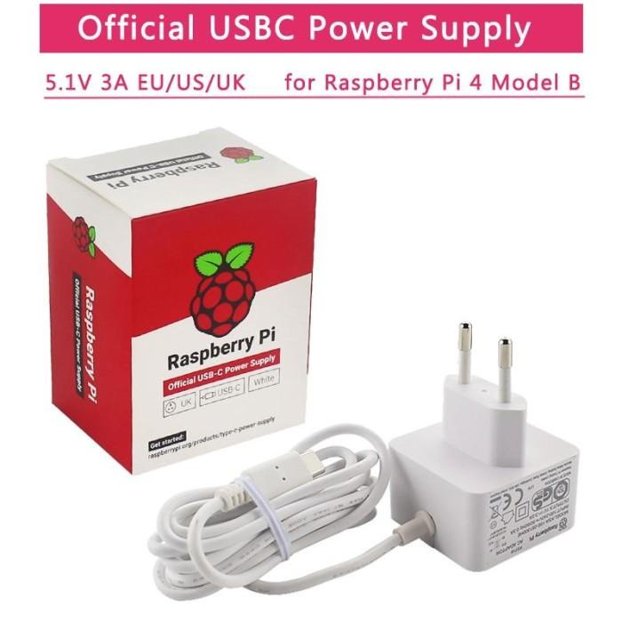 Jual Adaptor Raspberry Pi 4 Original Adapter 5.1V 3A Official Type C ...