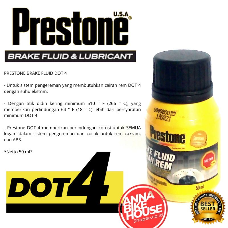 Jual Prestone Minyak Rem Dot4 Brake Fluid Dot 4 High Performance ...