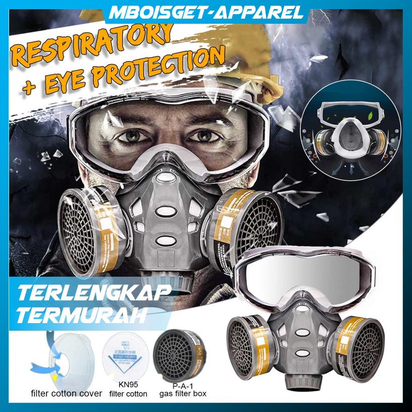 Jual MBOISGET - Masker Gas Respirator MASKER CAT PAINT kimia filter ...